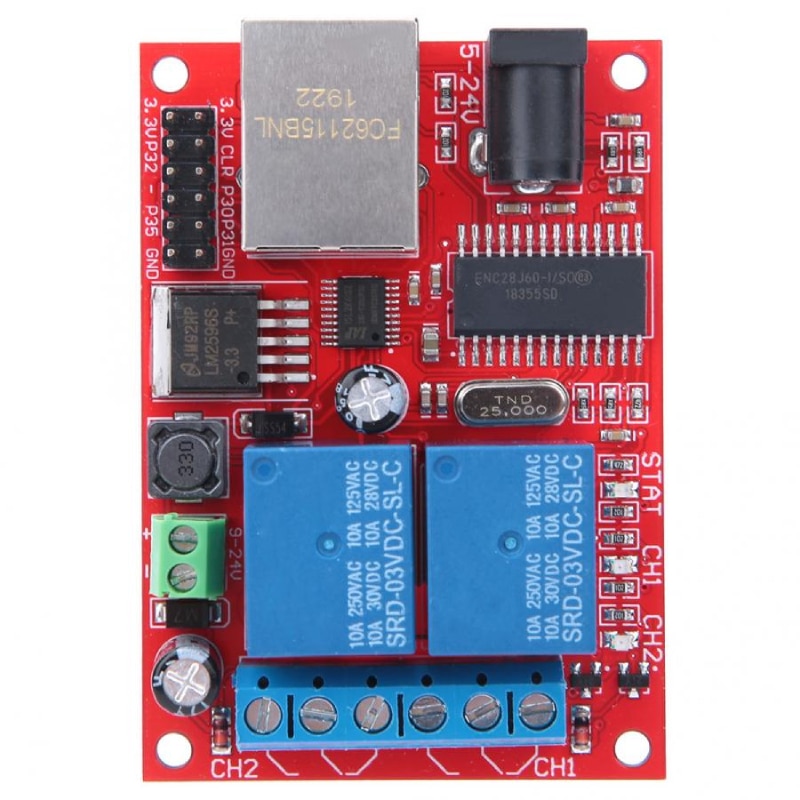 Modul Controller LAN Ethernet, 2 cai cu releu temporizator de ...