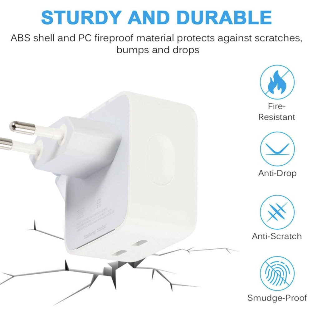 Adaptor Universal 2 x Mufe USB Type-C, 50W, Compatibil cu Apple, Design ...