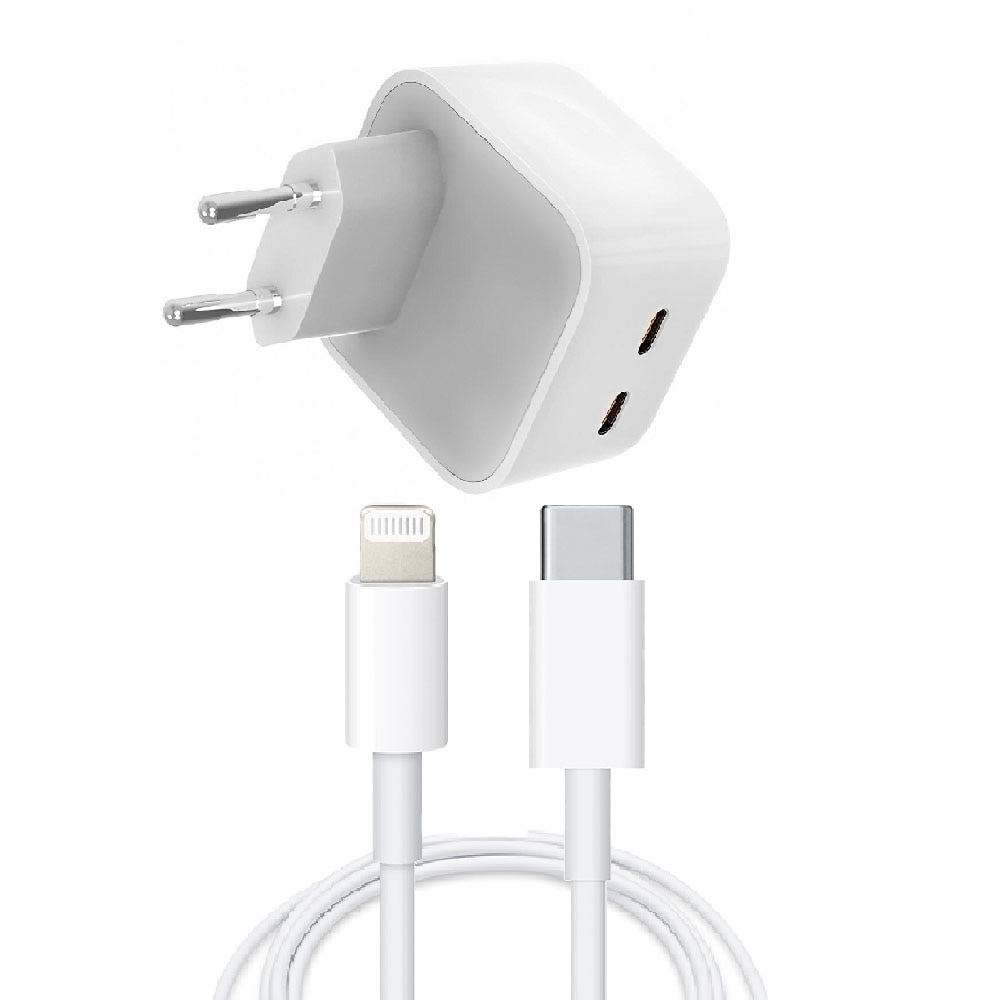 Комплект зарядно устройство с 50 W адаптер с 2 USB щекера Type-C и ...