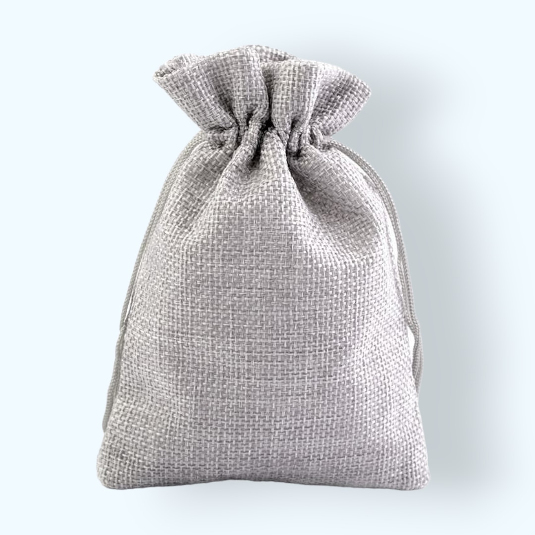 Saculet rustic imitatie iuta pentru cadouri, 10 x 12 cm Gri perlat ...