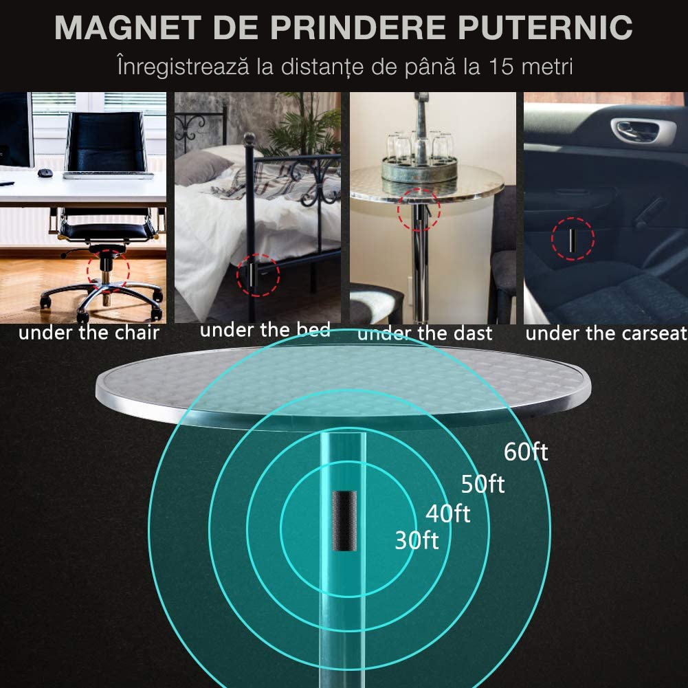 Mini reportofon spion magnetic profesional, 16GB, 200 ore, activare ...