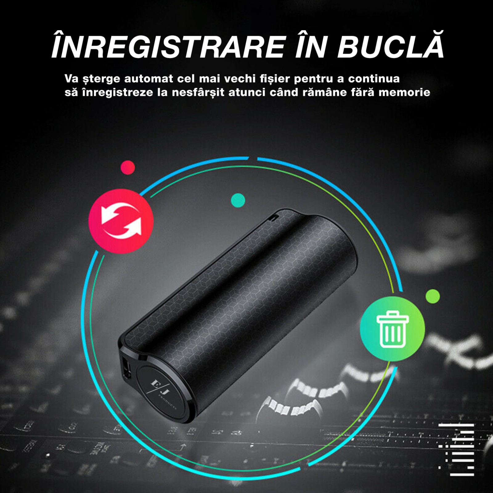 Mini reportofon spion magnetic profesional, 16GB, 200 ore, activare ...