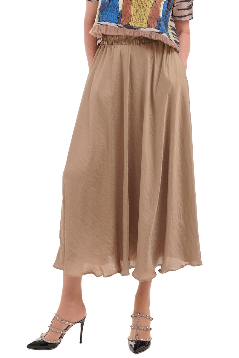 Fusta de dama maxi bej din satin cu buzunare, Inga Valerie, 38 EU - eMAG.ro