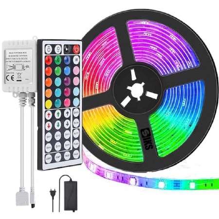 Kit Banda LED RGB 5050 60 led/m 5 metri IP20 SCOP® Telecomanda 44 taste ...