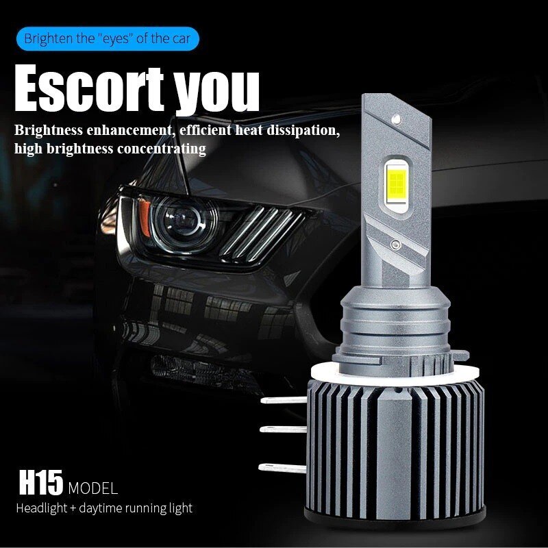 Set 2 leduri H15 60W pentru far auto 12.000 Lumeni, 12V-24V - H15-CSP ...