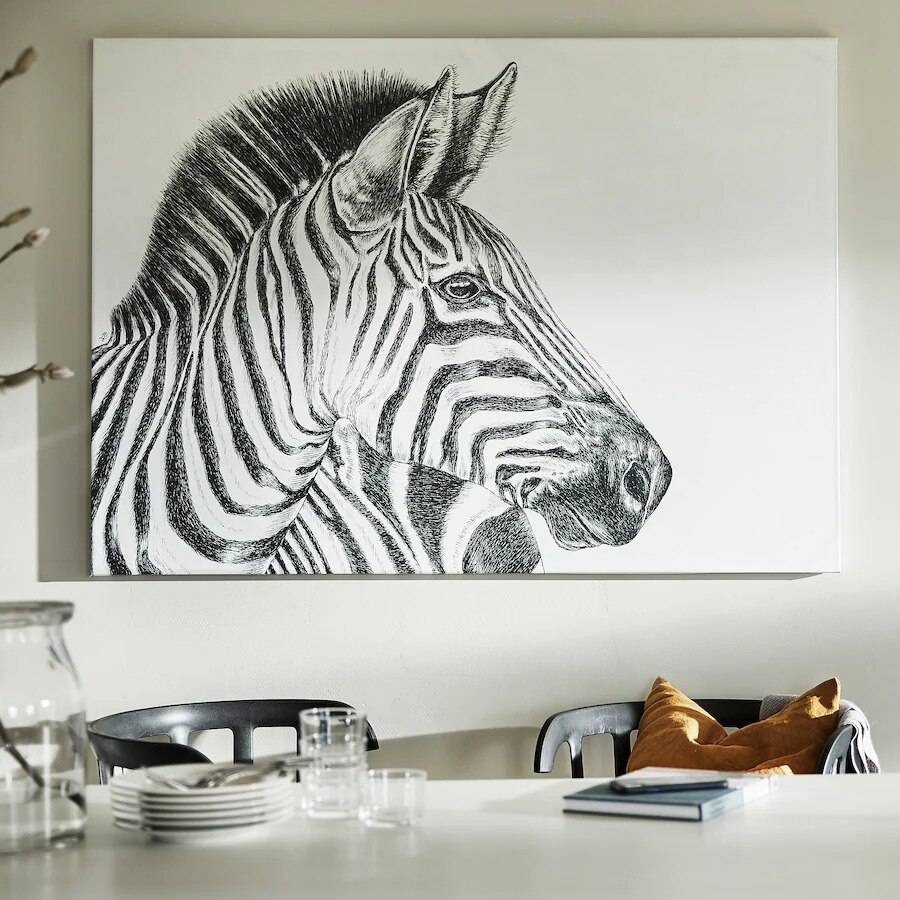 Set rama si tablou decorativ cu zebra, 140 x 100 cm - eMAG.ro