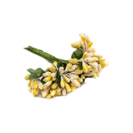 Flori artificiale stamine set 12 buchete, 3cm, Galben Crem - eMAG.ro