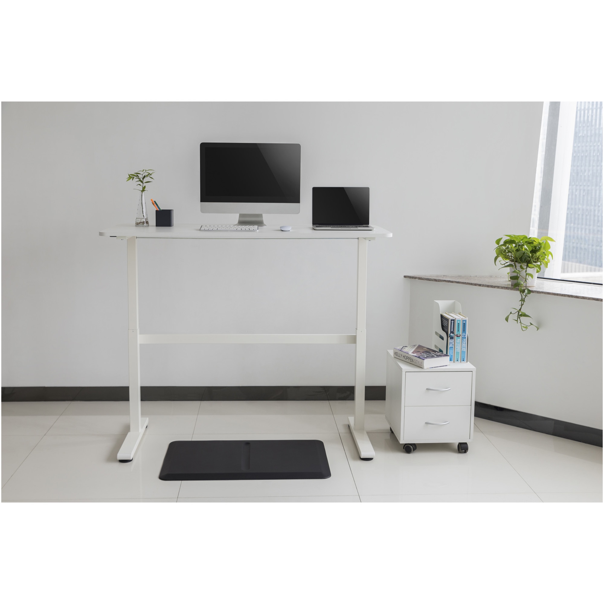 Birou manual, cu inaltime reglabila, A+, 1400x600 mm, Alb - eMAG.ro