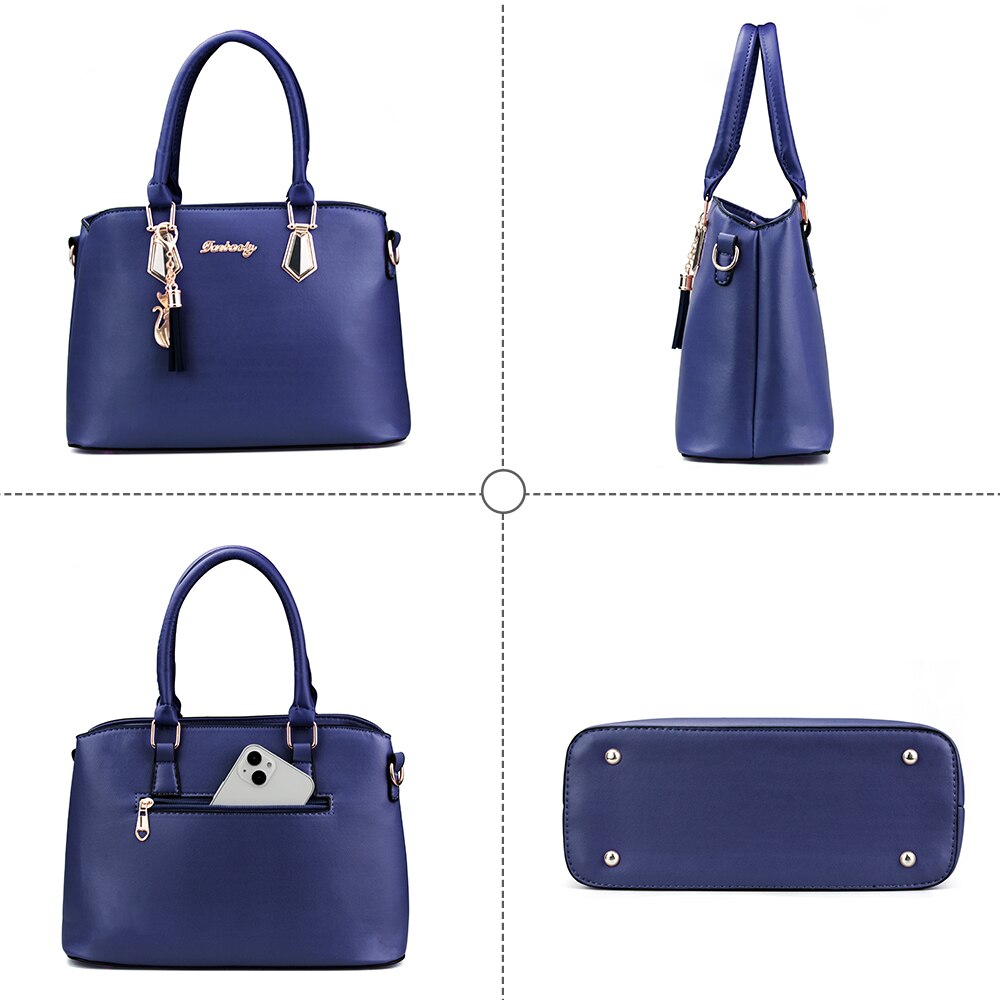 Set 2 genti de umar, Danbaoly, Piele ecologica, Albastru - eMAG.ro