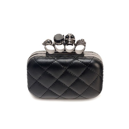 Poseta clutch de seara, model cu capete de scheleti si cristale ...