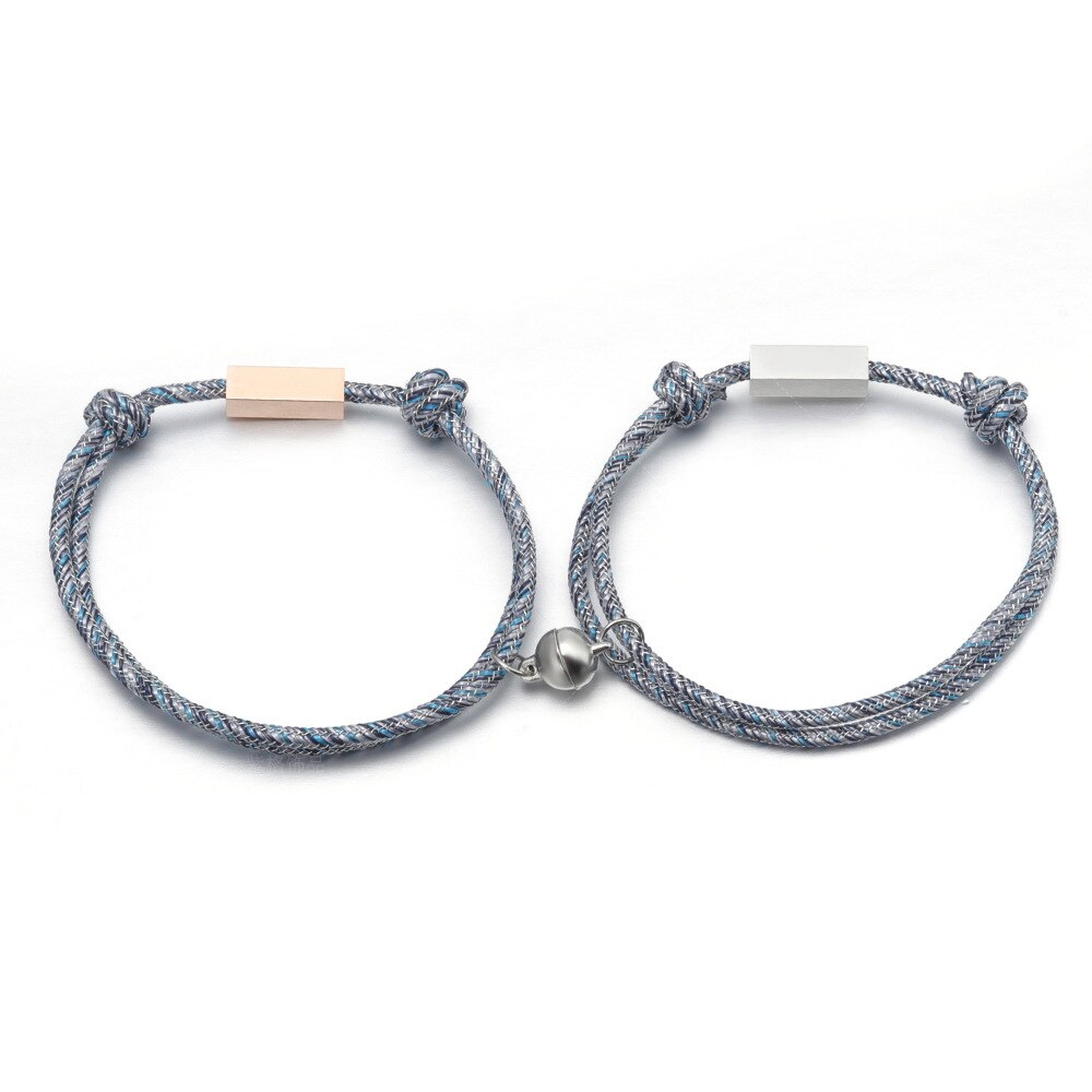 Set 2 bratari de cuplu, Textil, Gri - eMAG.ro