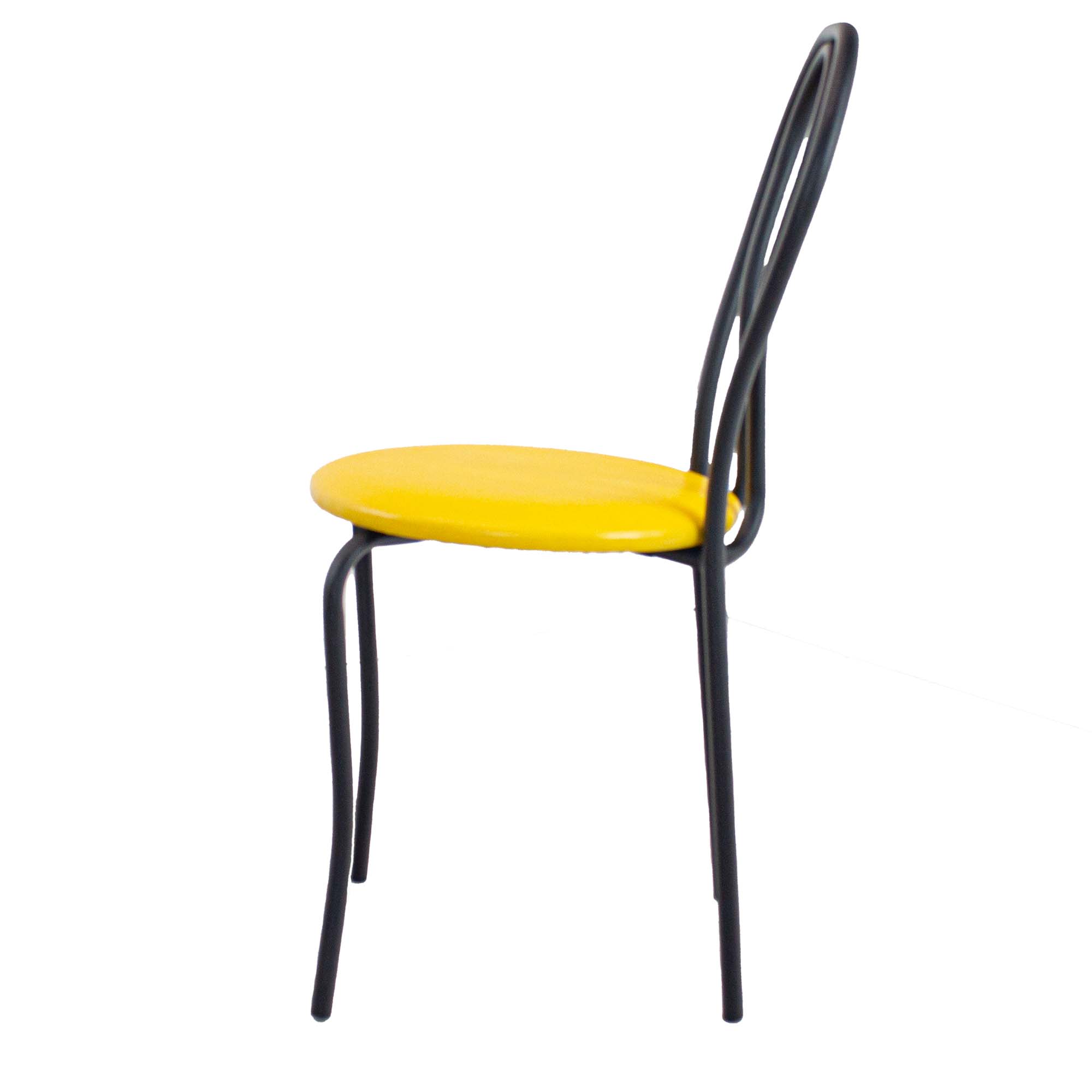 Scaun DENVER, Tulipan, cadru negru, tapitat, piele ecologica, galben ...