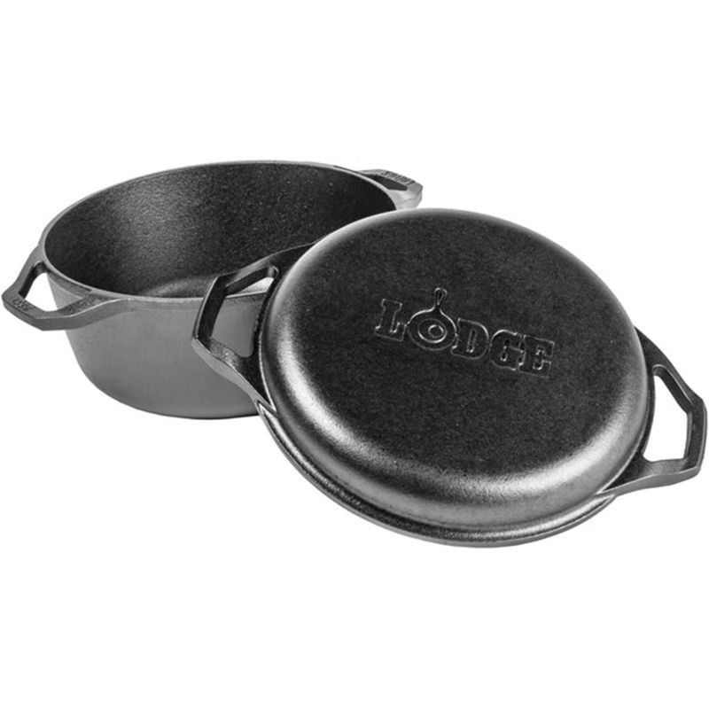 Ceaun din fonta cu capac tip tigaie grill Lodge 30,5 cm 5,6 litri L ...