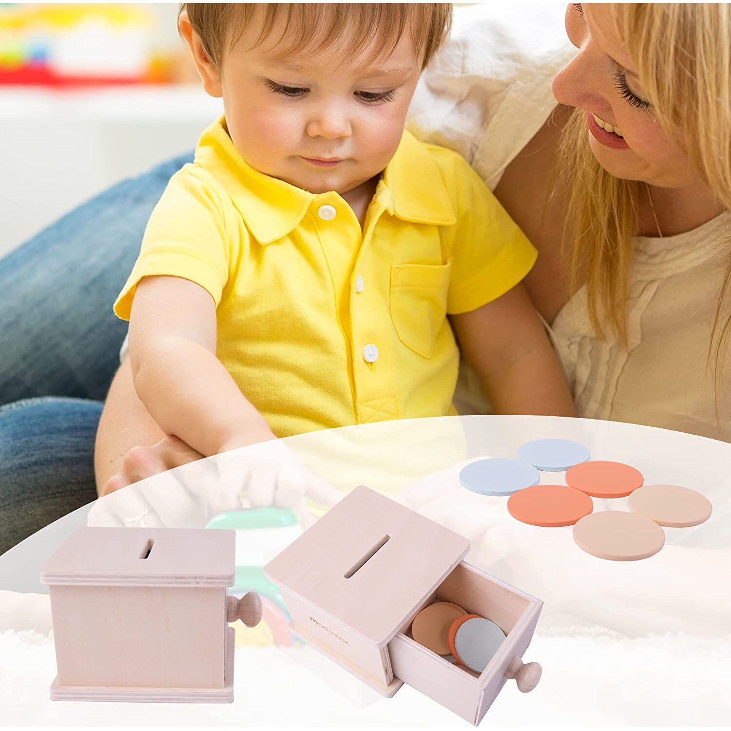 Образователна играчка BYONDSELF®, Дървена, Монтесори, Чекмедже за ...