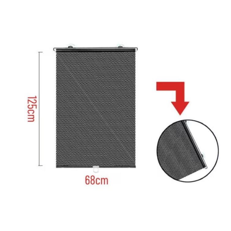 Parasolar auto retractabil, cu ventuze, 68 cm x 125 cm, negru - eMAG.ro