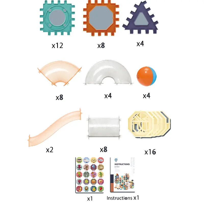 Set de Constructie, Piese STEAM 3D Educationale, Circuit cu Bile ...