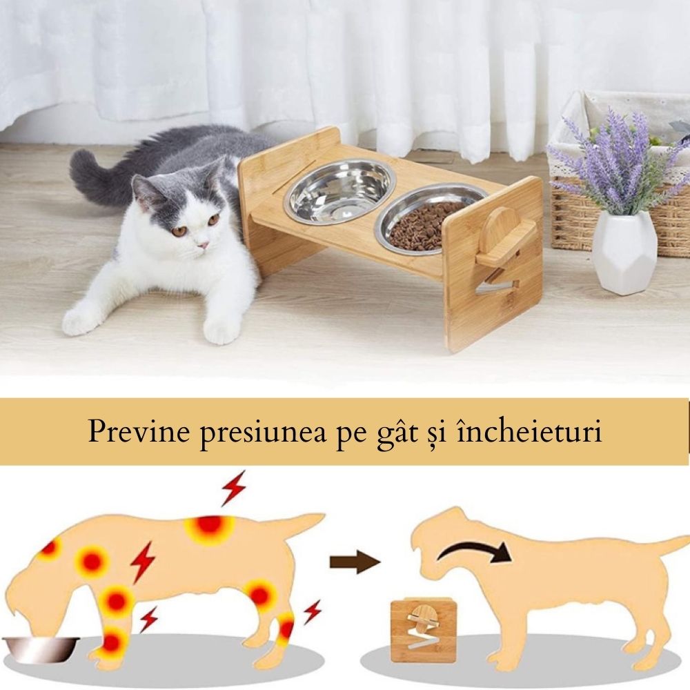 Set castroane din inox cu suport reglabil din bambus, potrivit ...