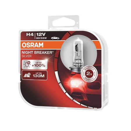 Set x 2 bec H4, 60/55w, Night Breaker Silver +100% - eMAG.ro