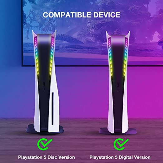 Banda LED RGB Pentru Console PS5, VIELLAN, Smart, Telecomanda, 8 culori ...