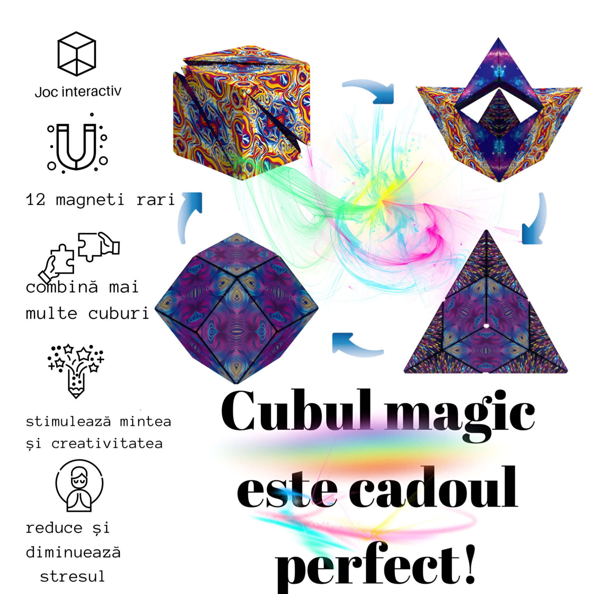 Jucarie cub interactiv magnetic, Geometrie tridimensionala, Tip cub ...
