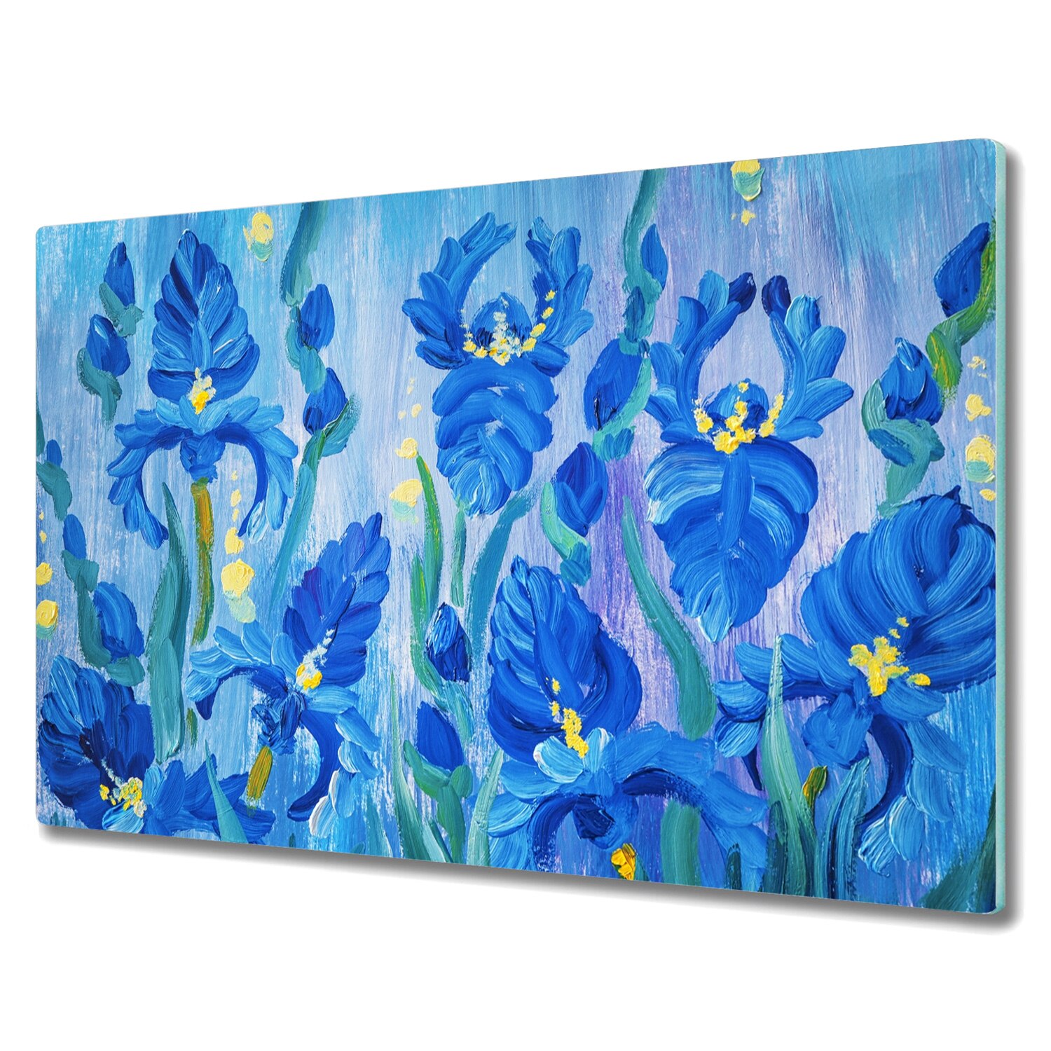 Tocator pe sticla, Dreptunghi, Pictand Flori De Arta, Verde, 80 cm x 52 ...