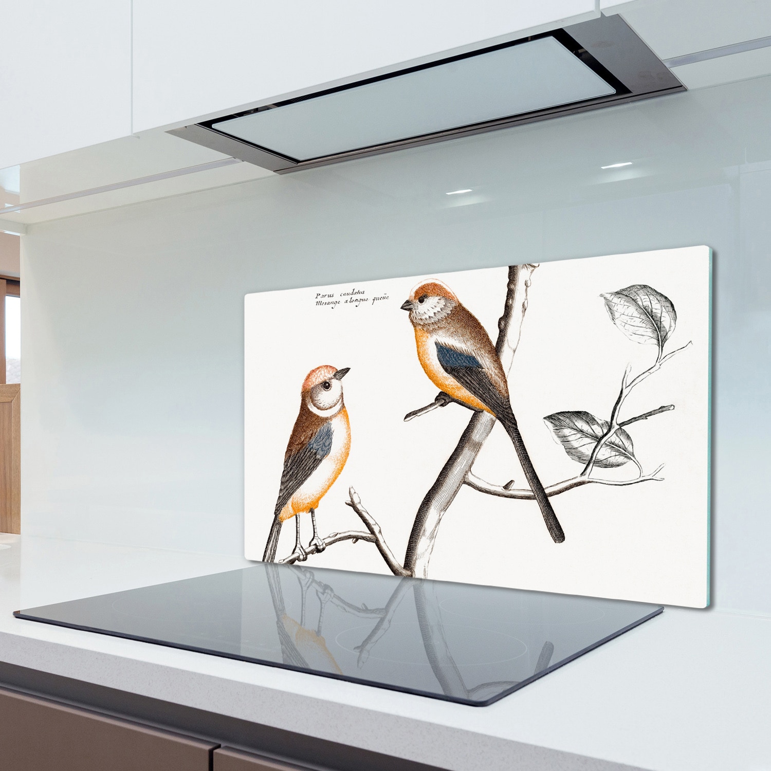 Tocator pe sticla, Dreptunghi, Desen Animal Pasare Ramura Art, Alb, 80 ...