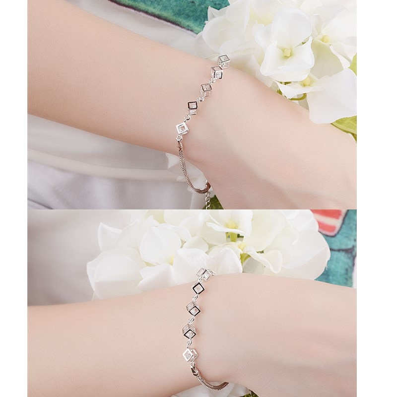 Bratara Love Cube Crystal, Argint S925, 17+5cm - eMAG.ro