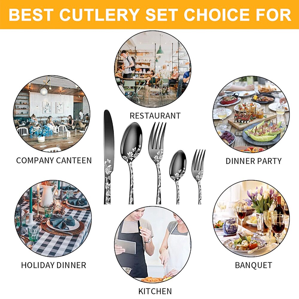 Set 20 tacamuri din inox, Quasar & Co.®, 4 x lingura, 4 x furculita, 4 ...