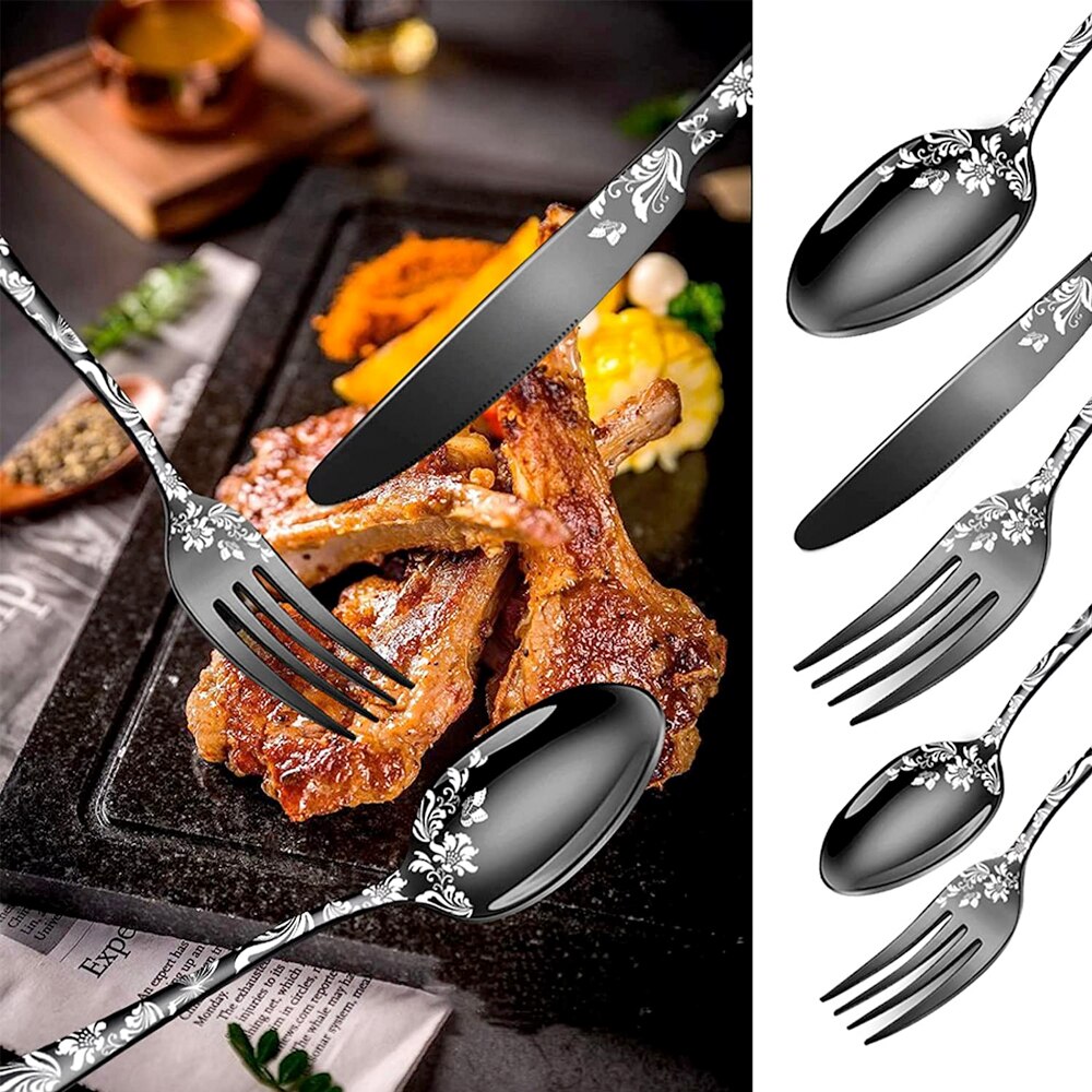 Set 20 tacamuri din inox, Quasar & Co.®, 4 x lingura, 4 x furculita, 4 ...