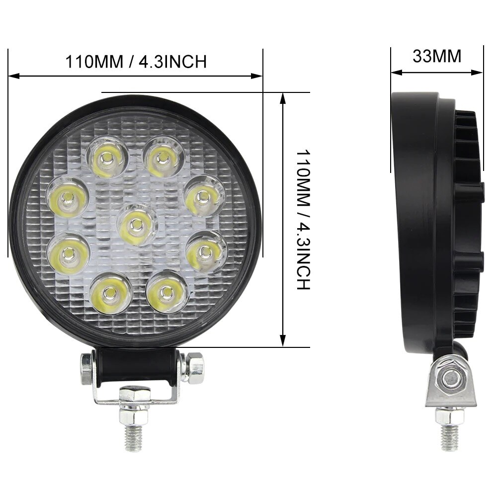 Proiector LED Auto Offroad 4D 27W/12V-24V, Rotund, Flood Beam 60 Grade ...