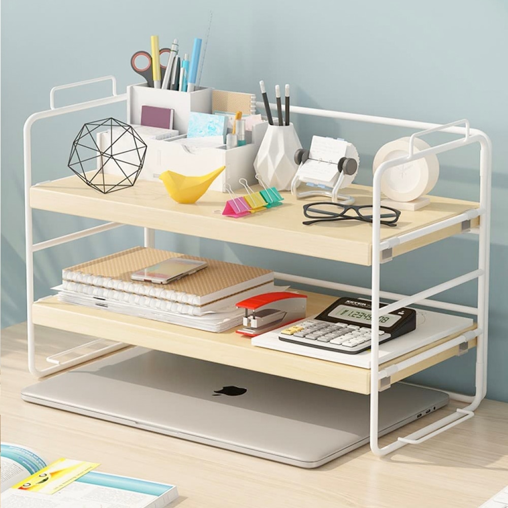 Etajera, Quasar & Co.®, 2 niveluri, universala, metal/lemn, 34 x 16.5 x ...