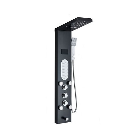 Panel de dus multifunctional cu led, negru, efect de ploaie, sistem de ...