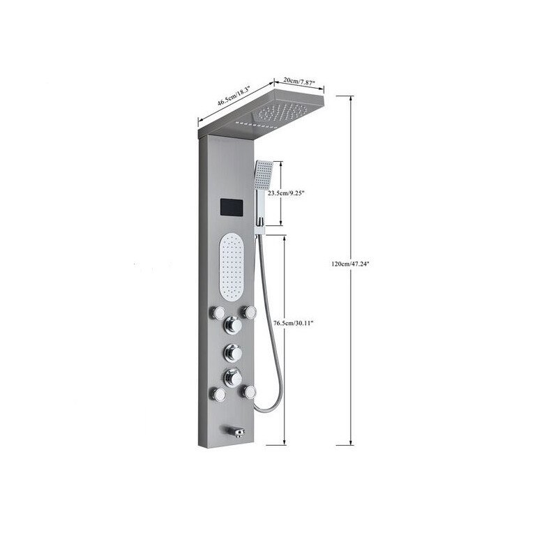 Panel de dus multifunctional cu led, nichelat, efect de ploaie, sistem ...