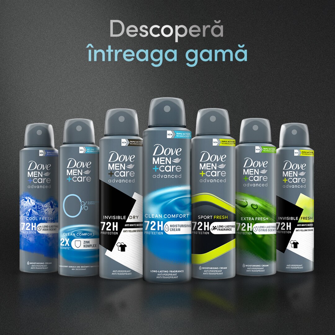 Dezodor Dove Men+Care Advanced Care Spray Clean Comfort, 150 ml - eMAG.hu