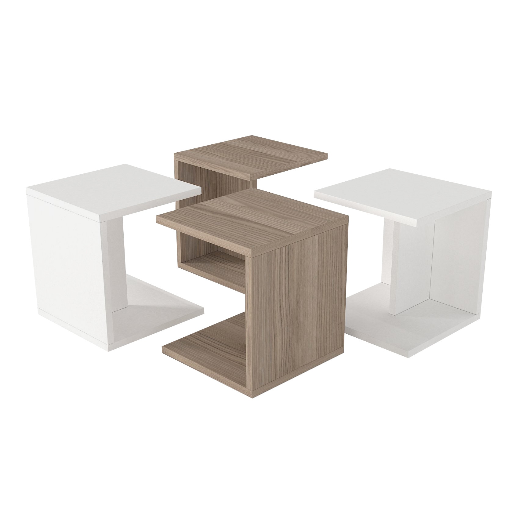 Masuta de Cafea Multifunctionala, UnicUtil, 59 x 31 x 59 cm, Alb si ...