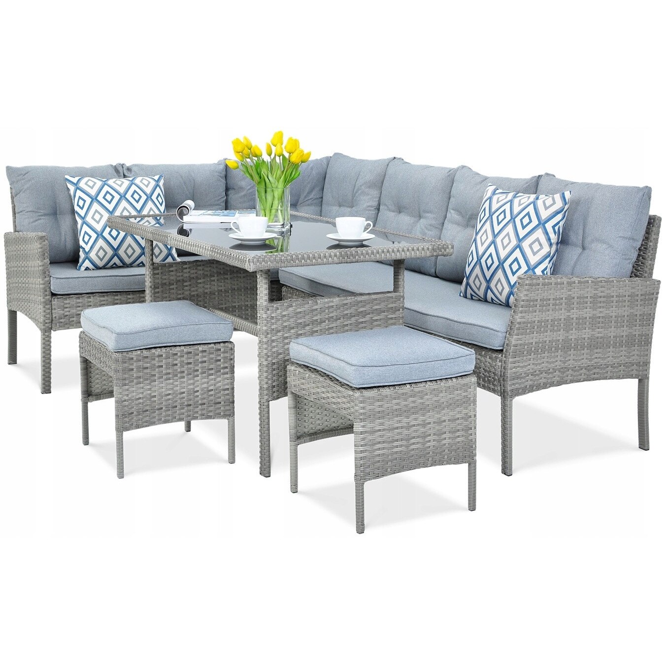 Set mobilier gradina, Focus Garden, Otel/Sticla, Gri - eMAG.ro