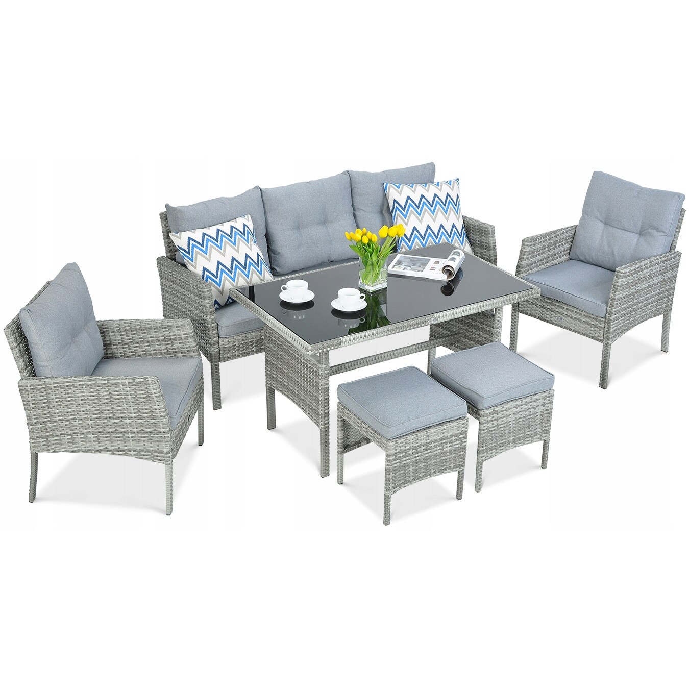 Set mobilier gradina, Focus Garden, Ratan, Gri - eMAG.ro