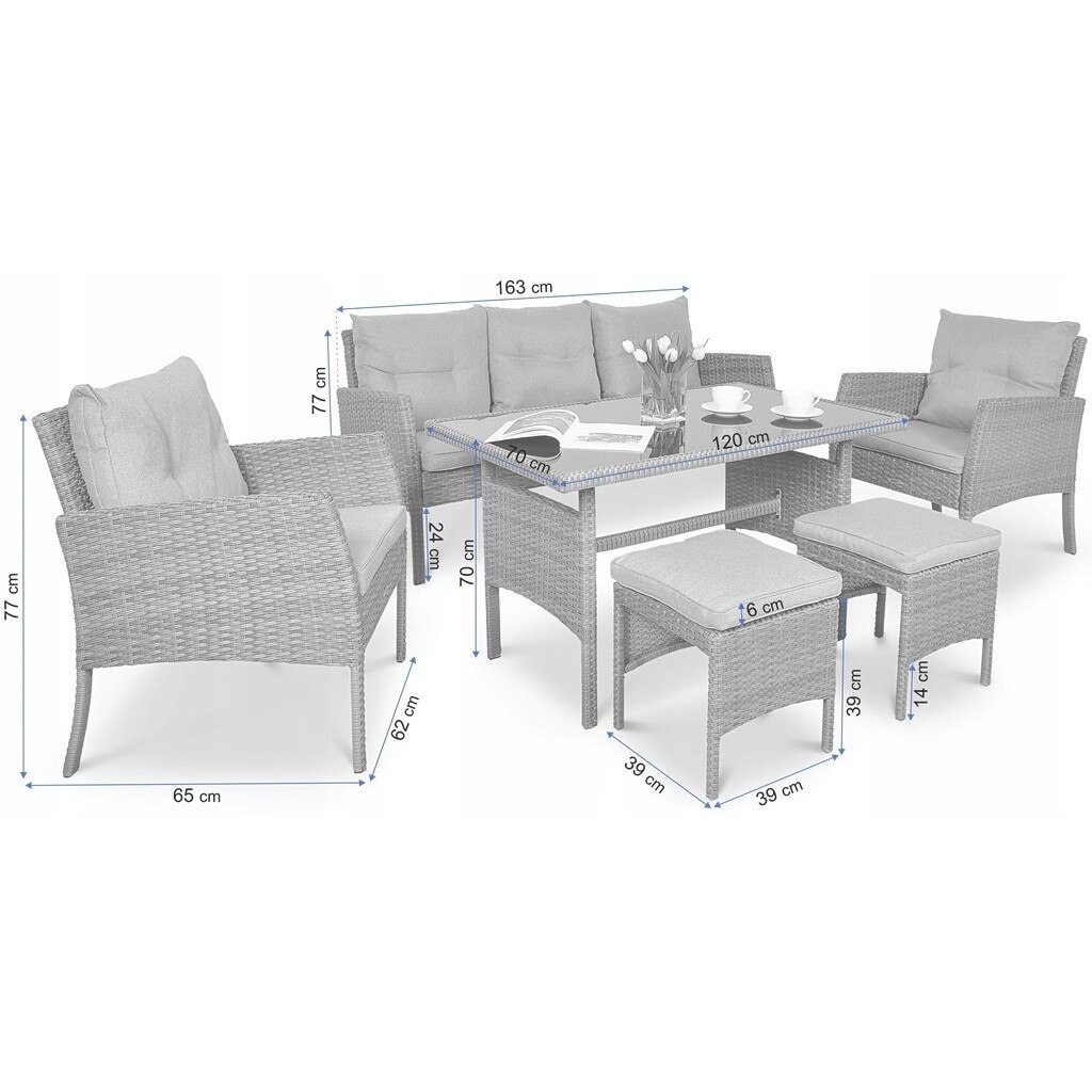 Set mobilier gradina, Focus Garden, Ratan, Gri - eMAG.ro