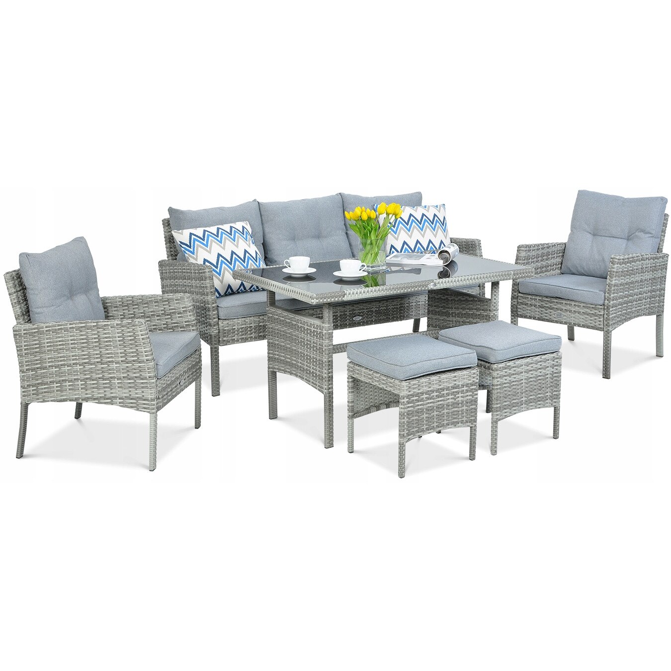 Set mobilier gradina, Focus Garden, Ratan, Gri - eMAG.ro