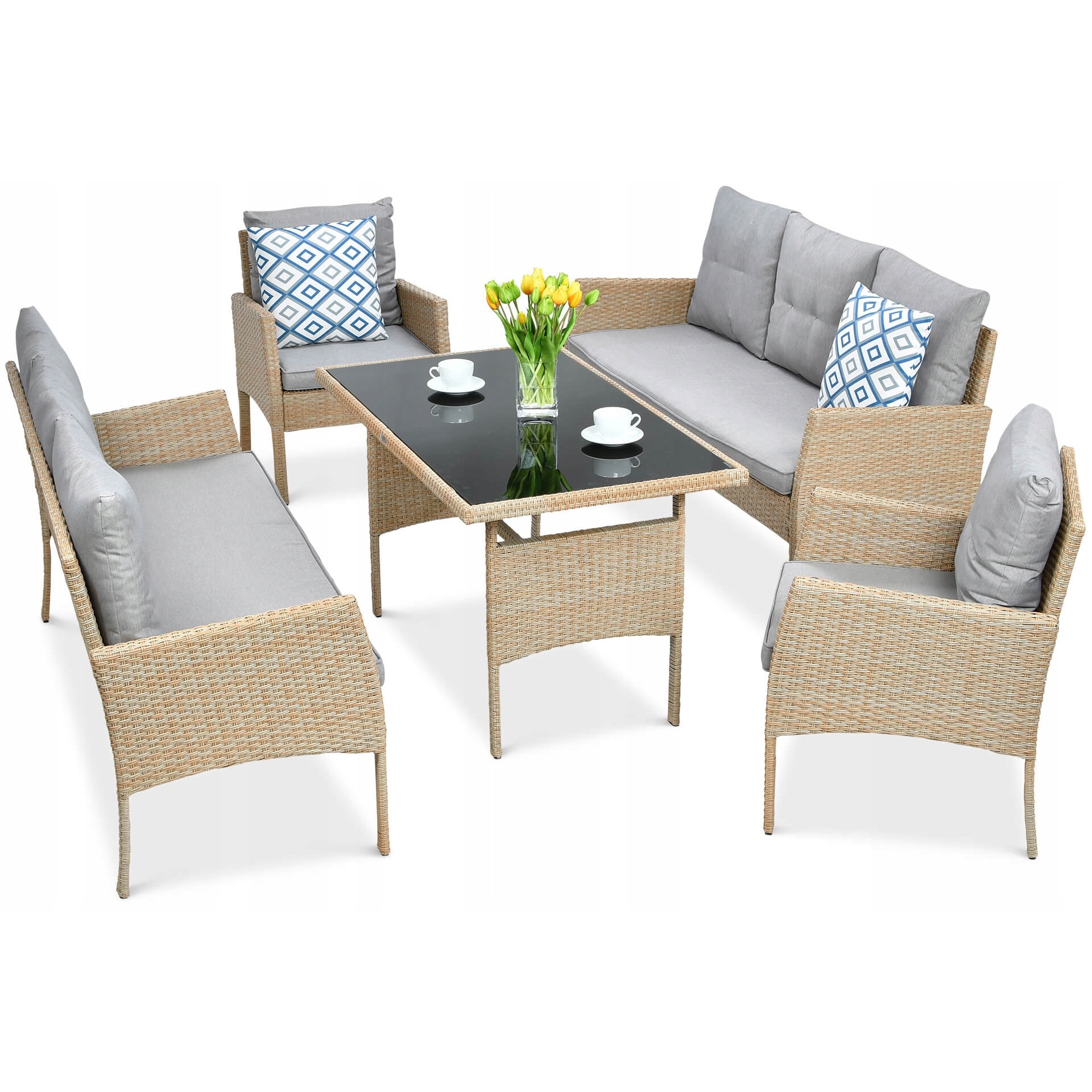 Set mobilier de gradina, Focus Garden, Ratan, Bej - eMAG.ro
