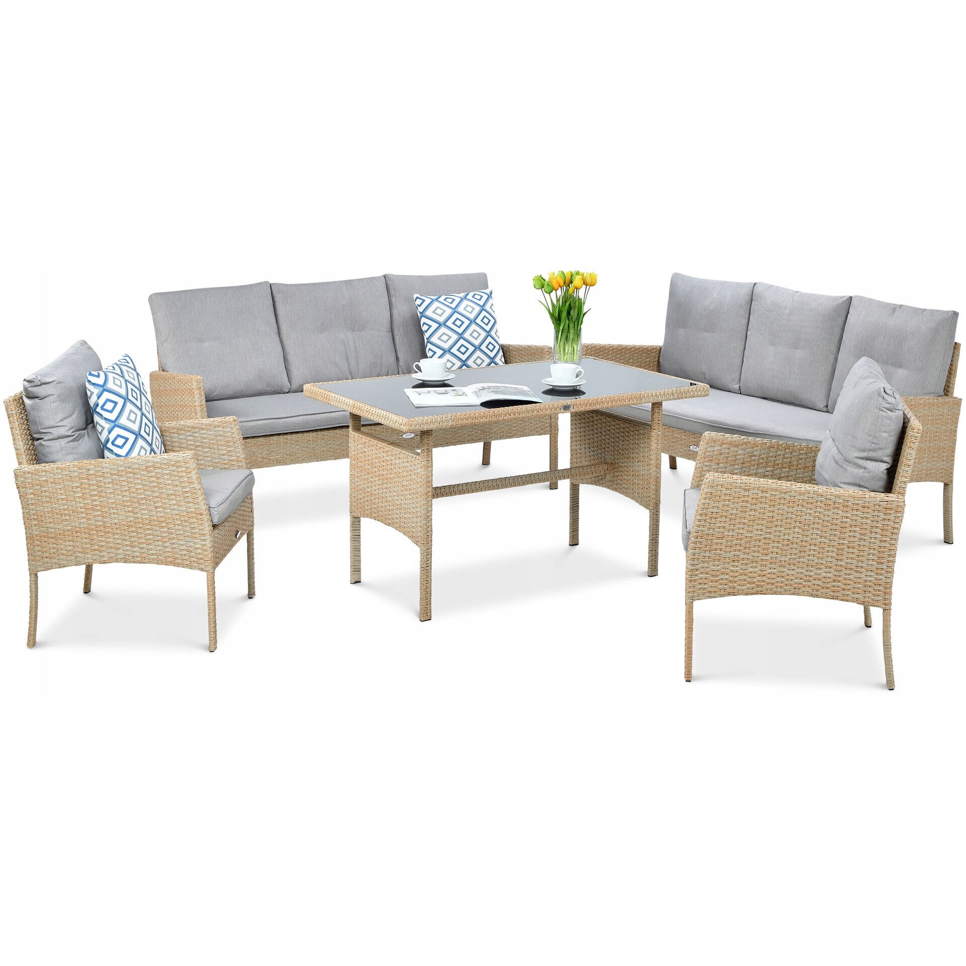 Set mobilier de gradina, Focus Garden, Ratan, Bej - eMAG.ro