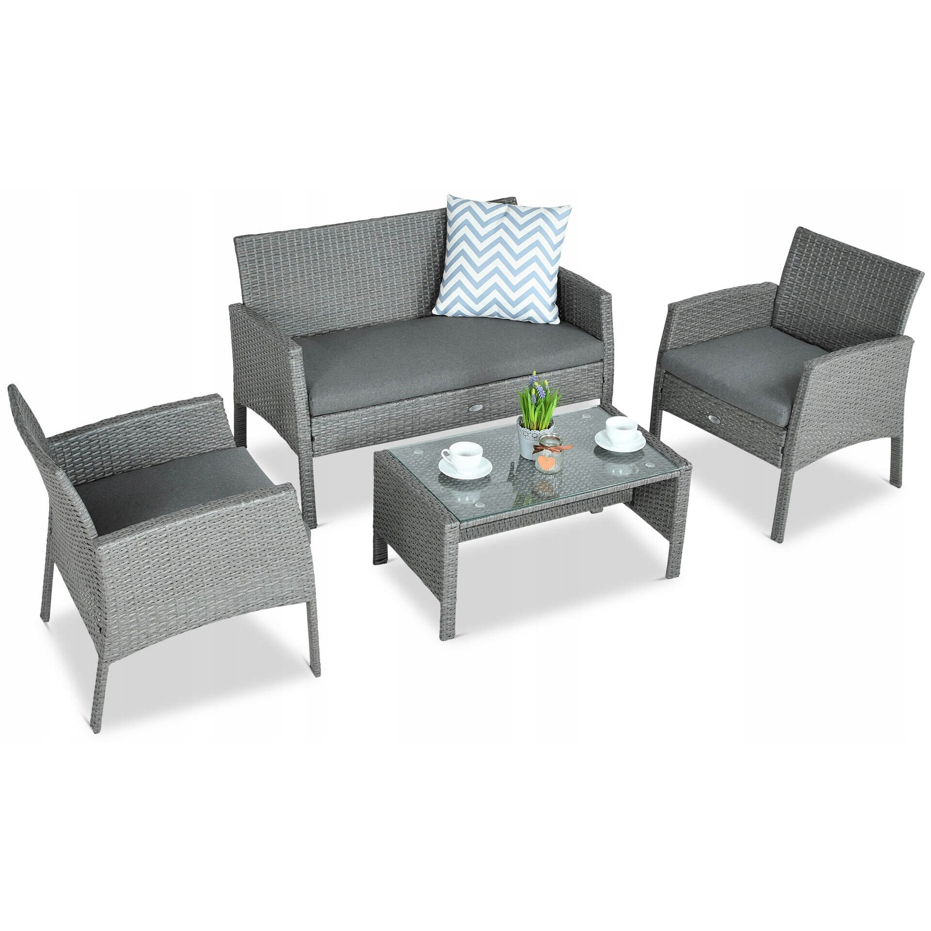 Set mobilier de gradina, Focus Garden, Ratan, Gri - eMAG.ro
