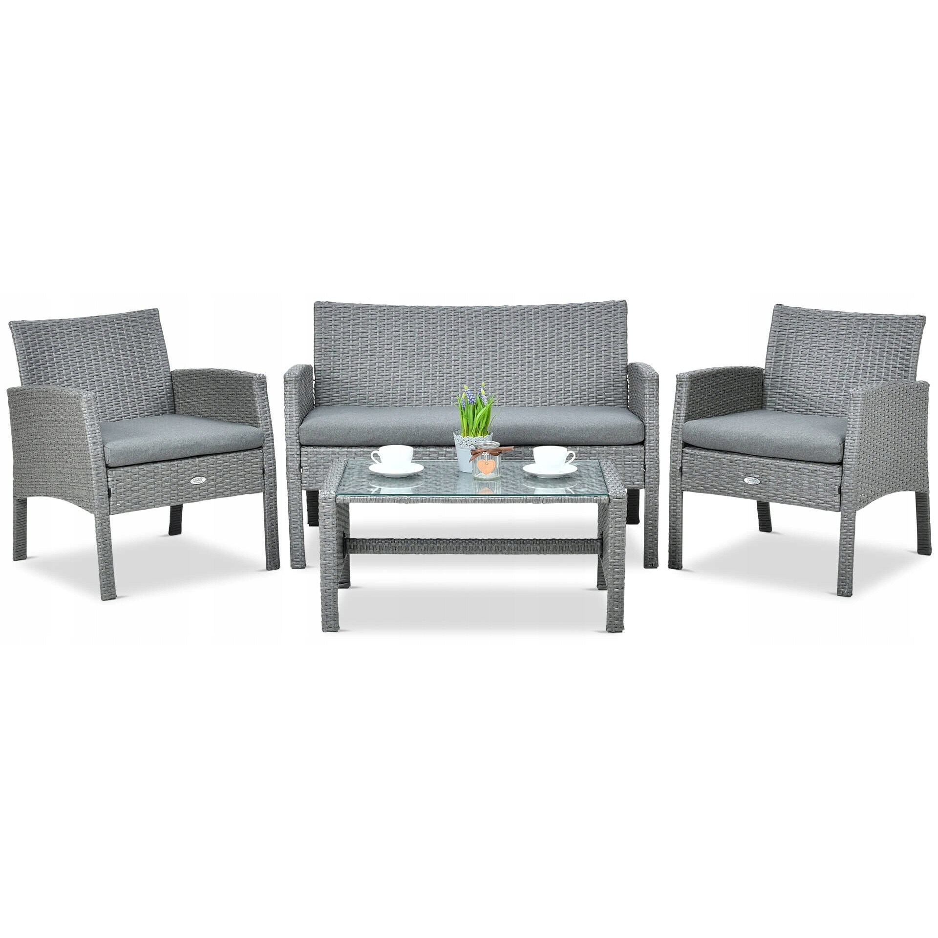 Set mobilier de gradina, Focus Garden, Ratan, Gri - eMAG.ro