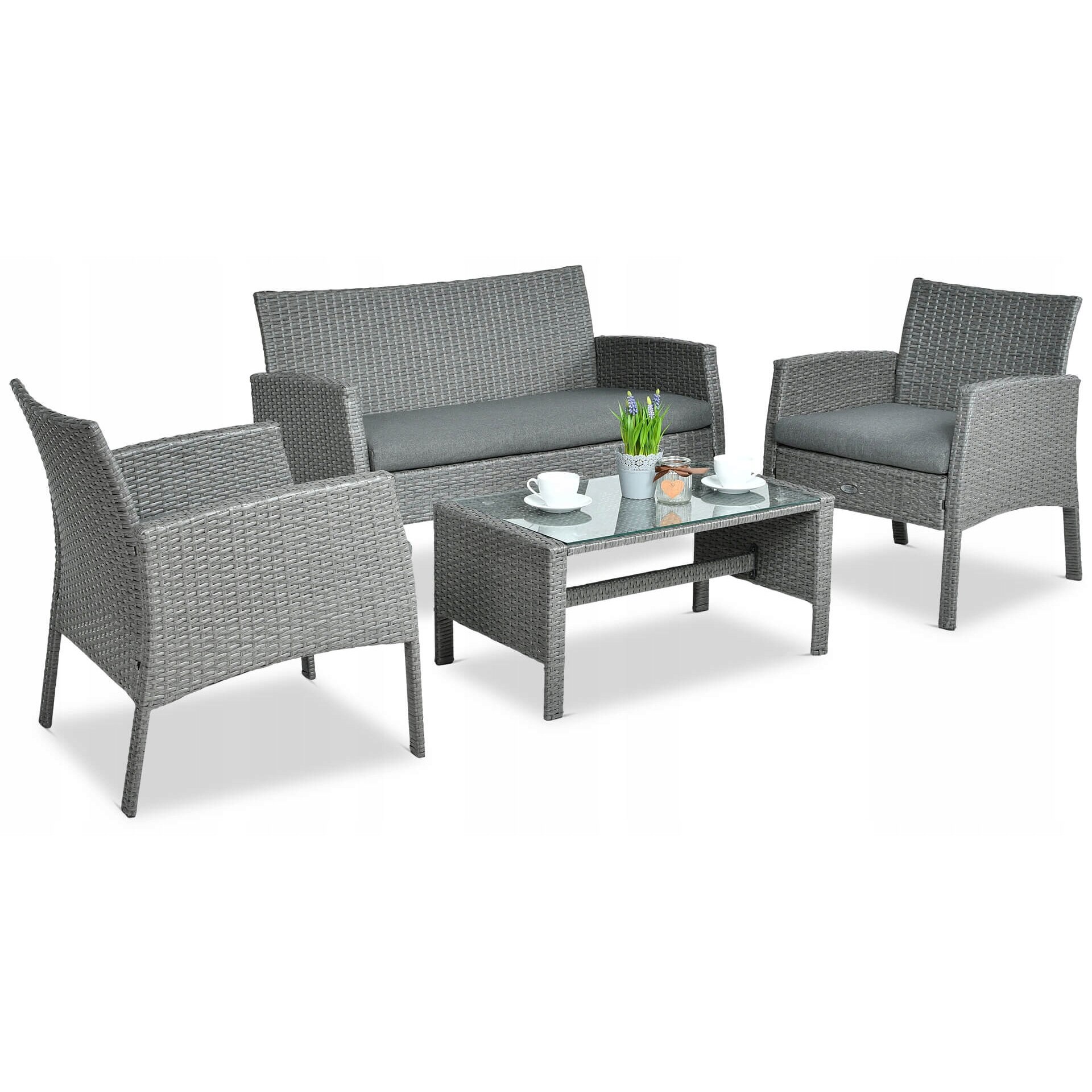 Set mobilier de gradina, Focus Garden, Ratan, Gri - eMAG.ro