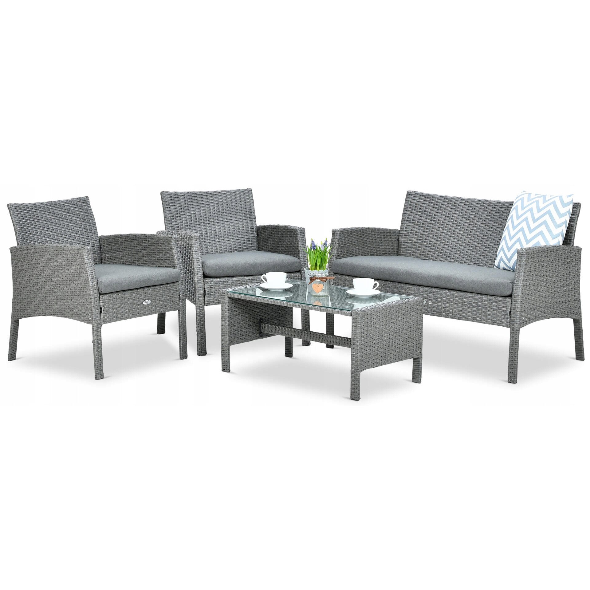 Set mobilier de gradina, Focus Garden, Ratan, Gri - eMAG.ro