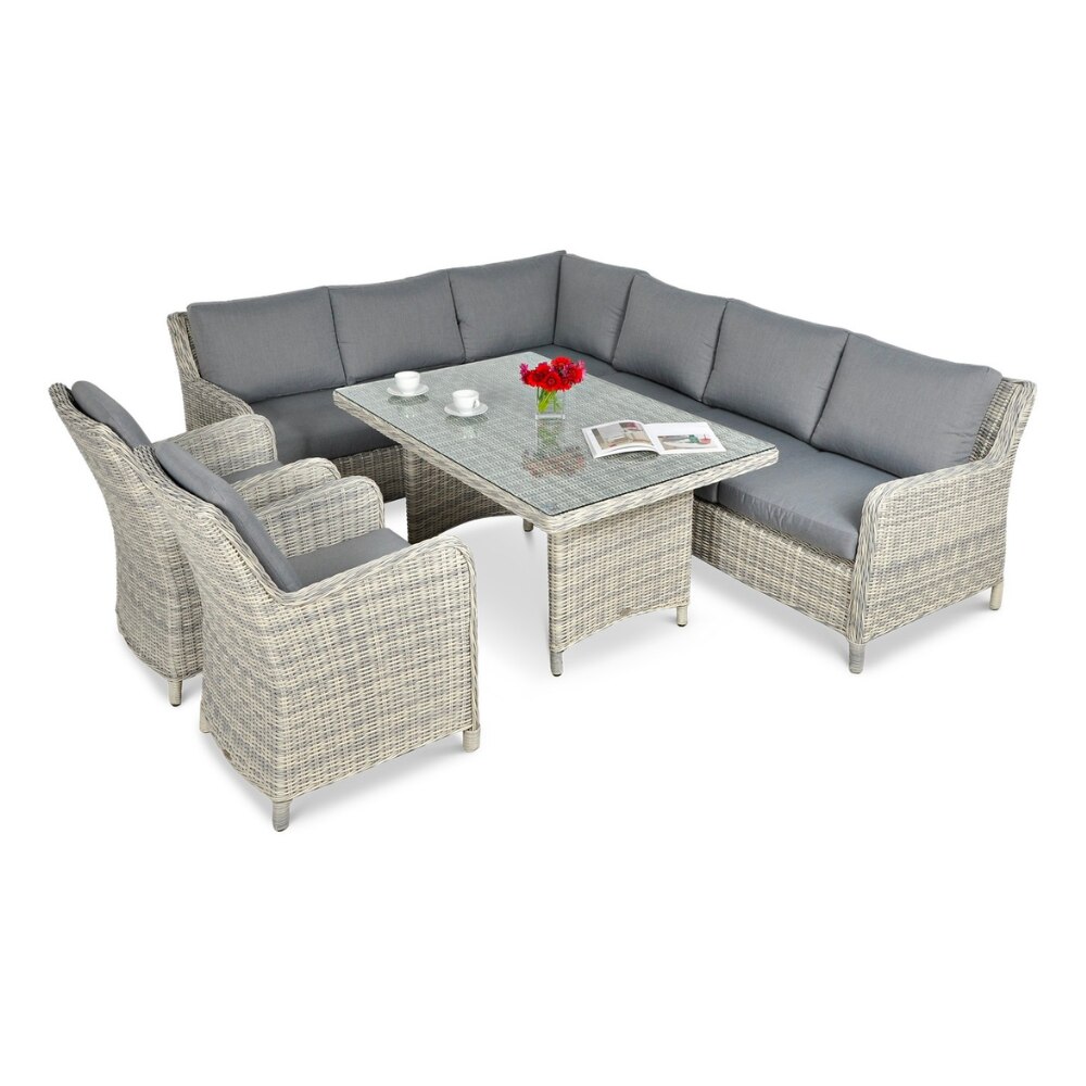 Set mobilier de gradina, Focus Garden, Gri/Alb, Ratan - eMAG.ro