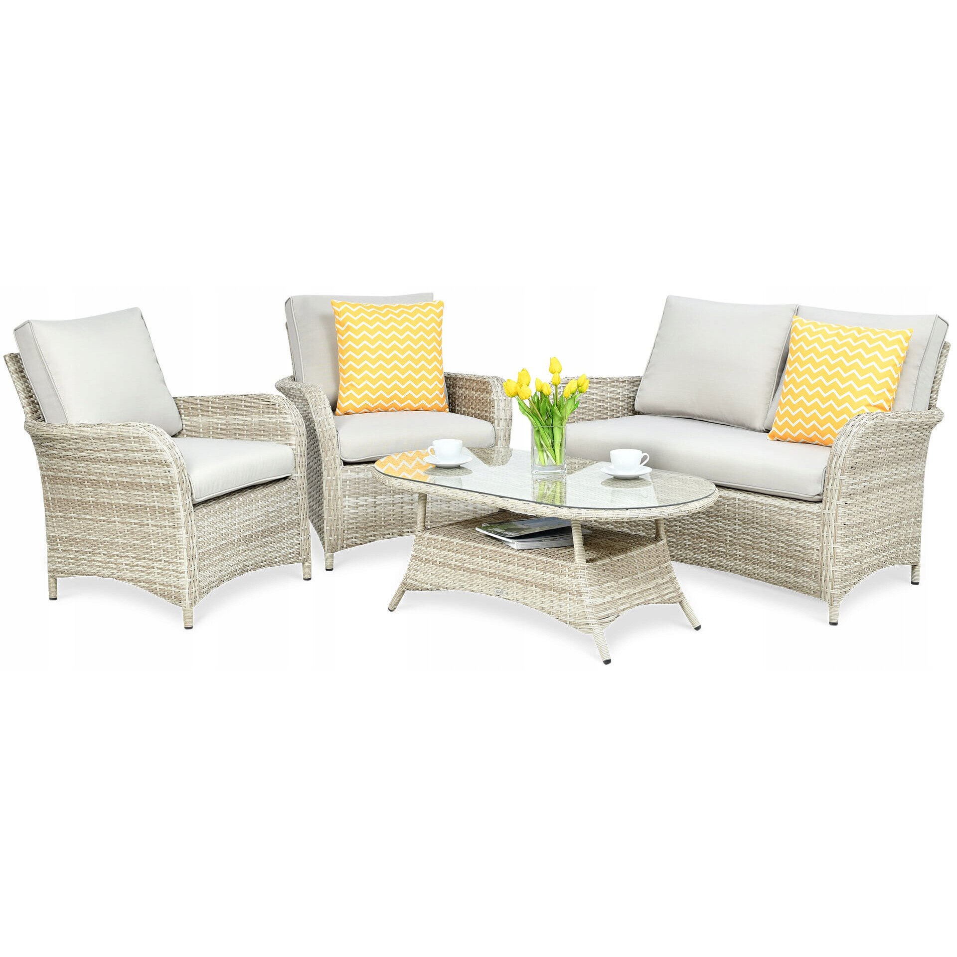 Set mobilier de gradina, Focus Garden, Ratan, Bej - eMAG.ro