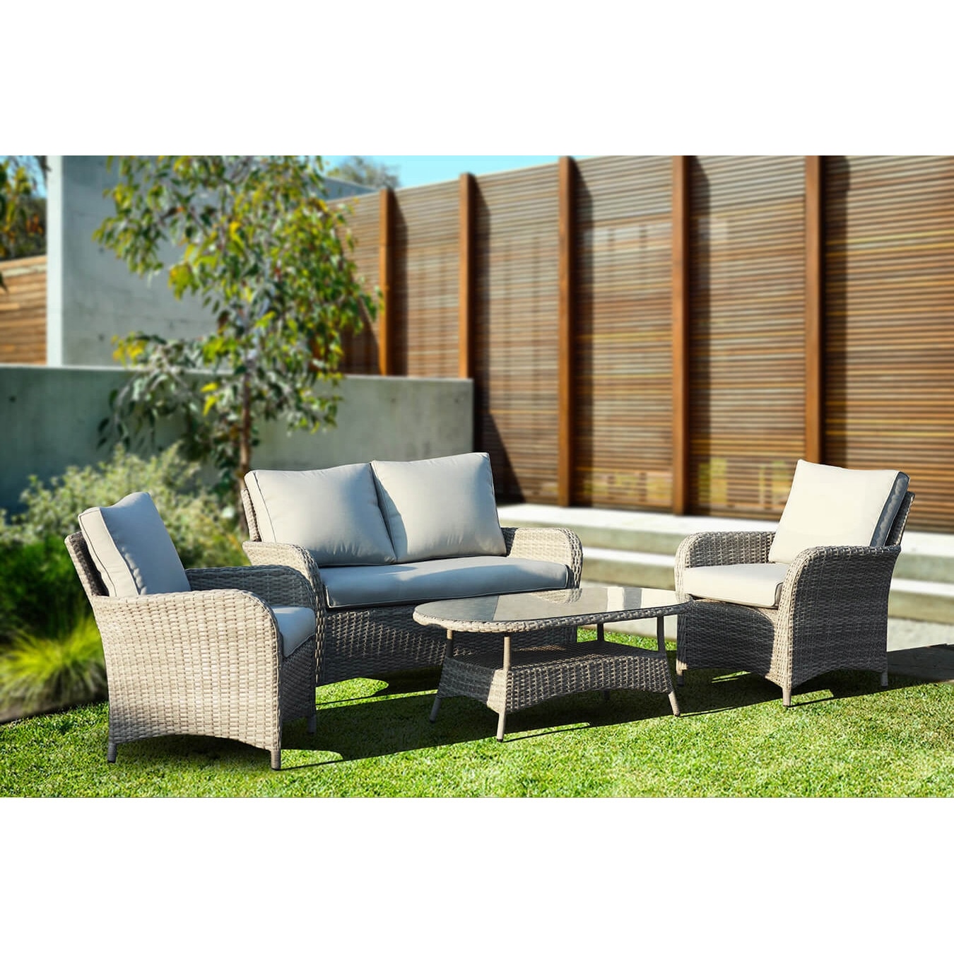 Set mobilier de gradina, Focus Garden, Ratan, Bej - eMAG.ro