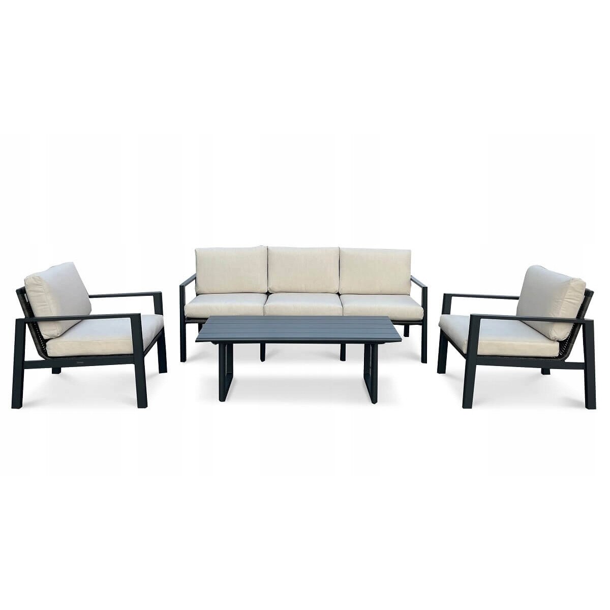 Set de mobilier gradina, Focus Garden, Metal, Alb/Negru - eMAG.ro