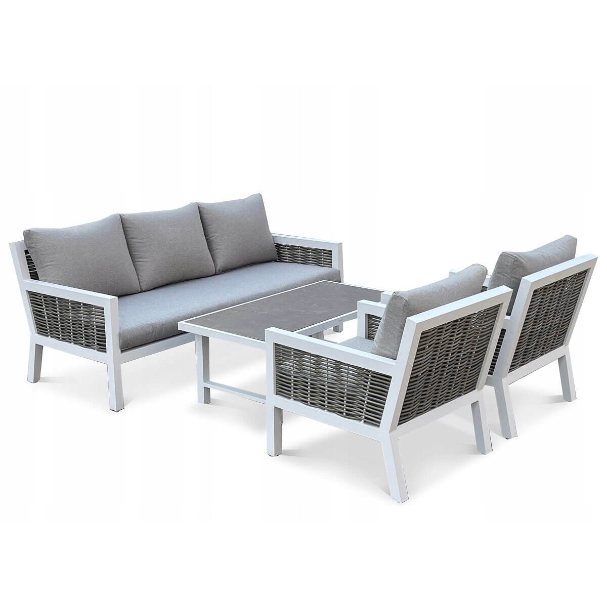 Set mobilier gradina, Focus Garden, Metal, Alb/Gri - eMAG.ro